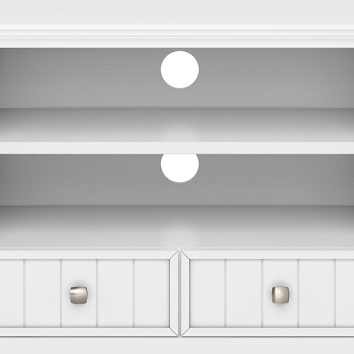 SIMPLIHOME Acadian SOLID WOOD 60 Inch Wide Rustic TV Media Stand in White for TVs up to 65 Inches, For the Living Room and Entertainment Center