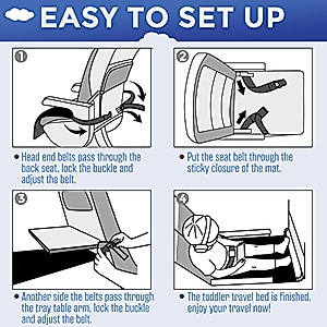 Kids Airplane Footrest, Portable Travel Foot/Leg Rest Baby Hammock Toddler Bed Airplane Seat Extender Mat with Storage Pocket Fits Airplane Flights/High-Speed Rail Seat/Cars/Buses/Trains (Blue)