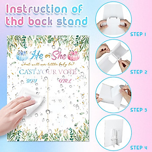 Whaline Fall Pumpkin Gender Reveal Board with Stand What Will Our Little Baby Be Eucalyptus Leaf Gender Reveal Game with Voting Stickers for Autumn Baby Shower Supplies