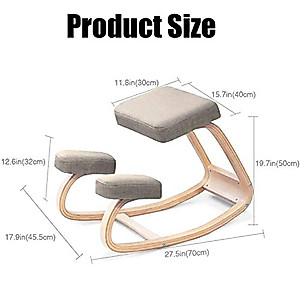 Kneeling Chair, Ergonomic Rocking Kneel Seat Mobile, Relieving Stress Backs Neck Pain, Posture Correcting Wood Knee Stool for Home Office Good Posture Computer Stool,Gray