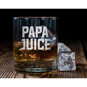 PAPA JUICE Custom Personalized Whiskey Glass - Funny Gift for Dad Uncle Grandpa From Daughter Son Wife - Father's Day