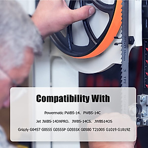 Bandsaw Tires 14 inch, 14 x 1 x .095 inch Urethane Band Saw Tires, No Adhesive Needed Bandsaw Parts Compatible with Jet Grizzly, Powermatic Band Saws, 2-Pack