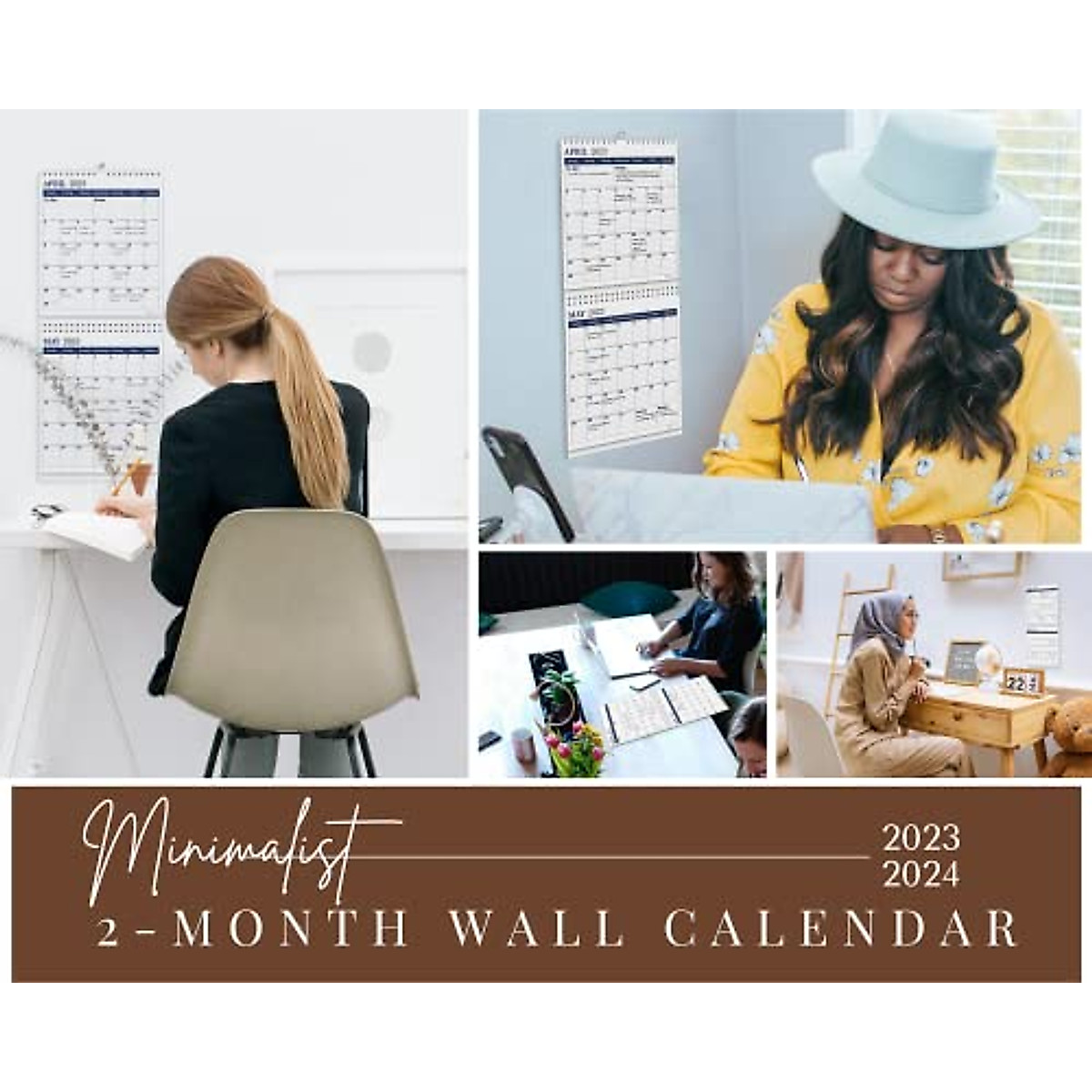 2023-2024 2-Month View Wall Calendar by StriveZen, Move-a-Page, Monthly, Foldable, Vertical, April 2023 - December 2024, 12x 28 Inches, Large, Minimalist, 21 Months