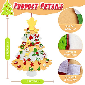 AerWo DIY Felt Christmas Tree Set, 3FT Felt Christmas Tree for Kids Wall with 35PCS Detachable Felt Ornaments for Christmas Tree, Xmas Felt Tree for Christmas Wall Hanging Decorations