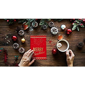 Better Office Products 50 Pack Christmas Cards with Gold Foil Iconic Images, 5" x 7", High Gloss, Gold Foil Interior Greeting, with 50 Envelopes, 50 Count Boxed Set