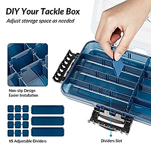 THKFISH Fishing Tackle Box 3600 Tackle Tray Floating Fishing Lure Box Storage Organizer Small Plastic Box with Adjustable Dividers,Sun-Proof 2PCS