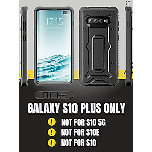 ArmadilloTek Vanguard Compatible with Samsung Galaxy S10+ Plus Case (Screenless Version) Military Grade Full-Body Rugged with Kickstand - Black