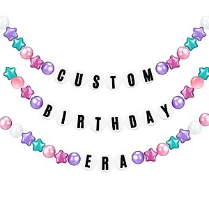 Simgoing 103 Pcs DIY Jumbo Friendship Bracelet Birthday Banner Kit Famous Singer Customizable Party Giant Garland Decor for Birthday Christmas DIY Supplies(Pearlescent Macaron Color)