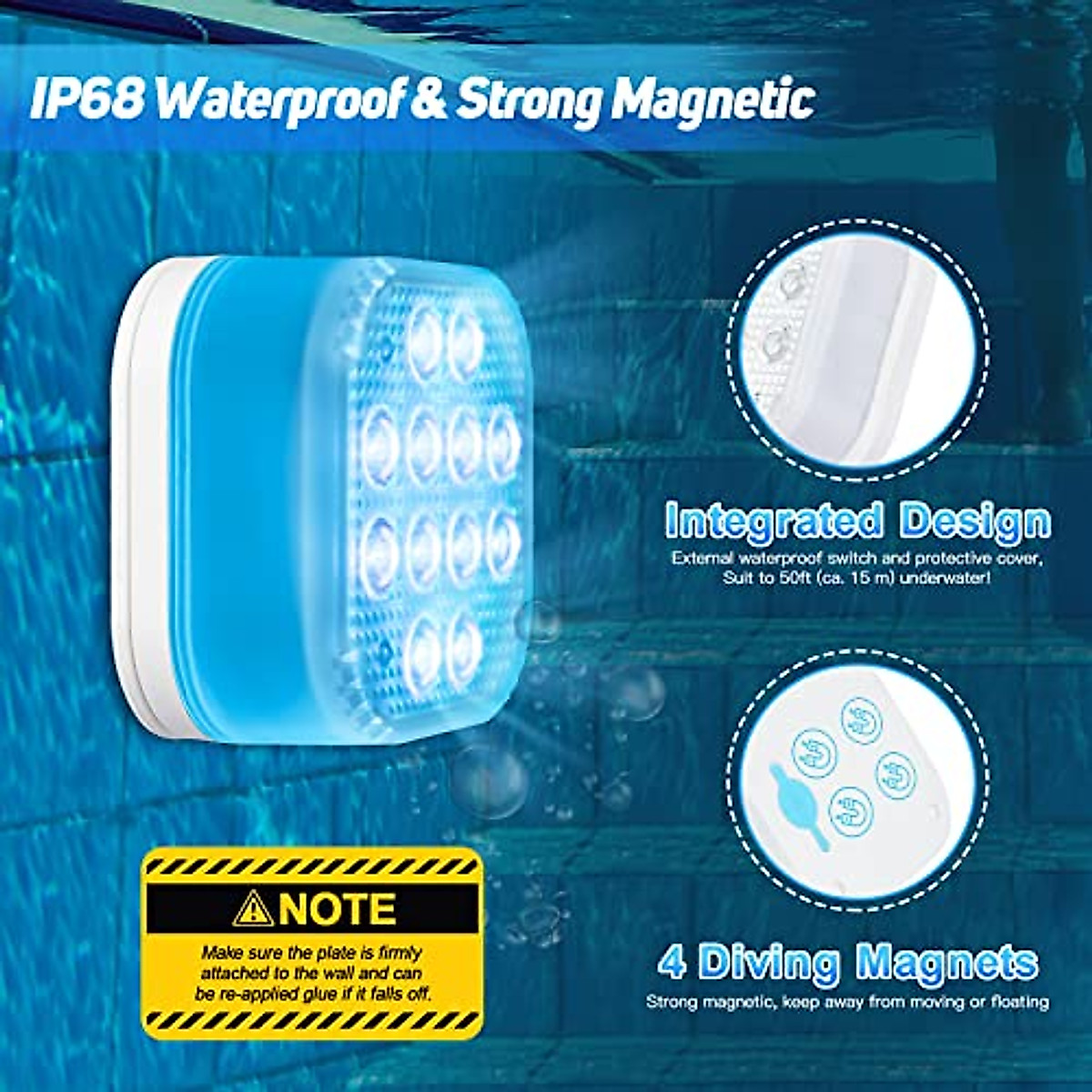 Purheme Rechargeable Submersible Pool Lights with Remote, Waterproof Underwater USB-C Charging Built-in 2600mAh Battery Magnet 16 Color Changing Floating LED Lights Party Decor