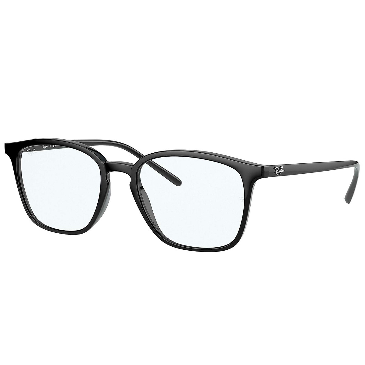 Ray-Ban RX7185 Square Prescription Eyeglass Frames, Black/Demo Lens, 52 mm