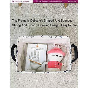 INGHUA Rectangular Storage Basket Fabric Organizer Bin for Toys,Books,Clothes,Gifts,Pets-Perfect for Home,Office,Nursery,Dorm,Shelf(Rec Spaceships)