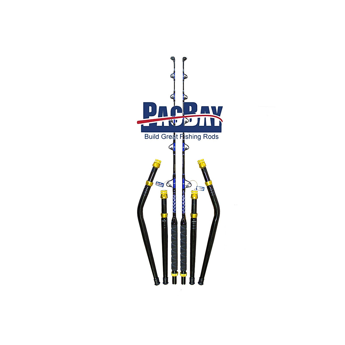 Xcaliber Marine Pair of PRO Tournament Series 6' 30-50 lb Saltwater TROLLING RODS Includes Bent and Straight Butt