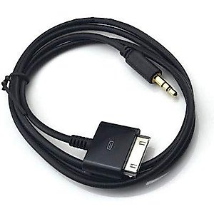 Stereo 3.5mm AUX Input to 30-Pin Male Dock Connector Cable Adapter (Black)