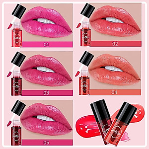 3 Colors Lip Stain Tint Set, Waterproof&Long Lasting Mini Liquid Lipstick Hydrating Moisturizing Lip Cheeks And Eyes,Natural Glossy Korean Lip Tint Stain Easy Application, Non-Stick(1#2#3)