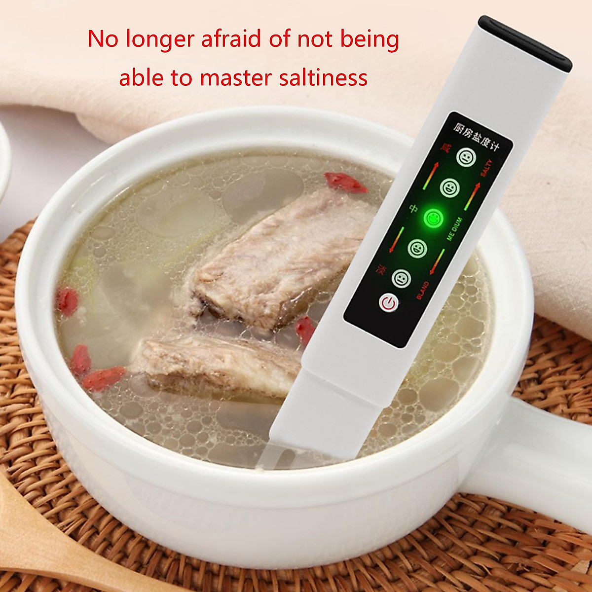 XROLAND Food Salinity Tester Meter Detector, Salinity Electronic Meter Tester, LED Display Salinity Meter Kitchen Supply, Size:Approx.155x29x14mm