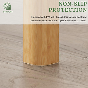 Viisari King Bed Frame Bamboo with Steel Slats Bamboo Bed Frame Solid Bamboo Foundation No Box Spring Needed Easy Assembly 14 Inch Platform Bed Frame Ample Under-Bed Storage Noise-Free