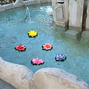 VOSAREA 5PCS Artificial Water Lily Floating Foam Lotus Flowers Decor for Ponds Patio Pond Pool Aquarium Home Garden Wedding Christmas Party Holiday Event