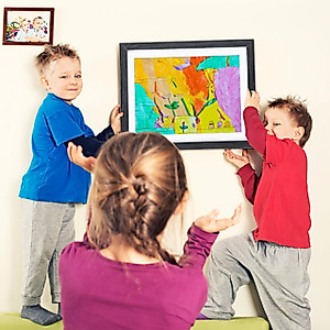 Giftgarden Black Kids Art Frame Changeable, Matted Display 8.5x11 Picture with Mat or 10x12.5 without Mat, Hinged Wood Frames for Children Artwork Projects Drawing Storage, Holds 150Pcs A4