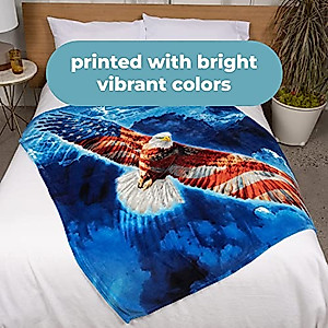Dawhud Direct American Eagle Fleece Blanket for Bed, 75" x 90" Queen Size Eagle Fleece Throw Blanket for Men, Women and Kids - Super Soft Plush Eagle Blanket Throw Print Blanket for Eagle Lovers