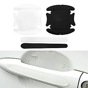 Klyuqoz Car Door Handle Protector, Car Door Handle Scratch Protector Pack of 16, Universal Car Clear Door Bowl Paint Protection Film Waterproof Anti-Scratch Stickers (Clear, Black)