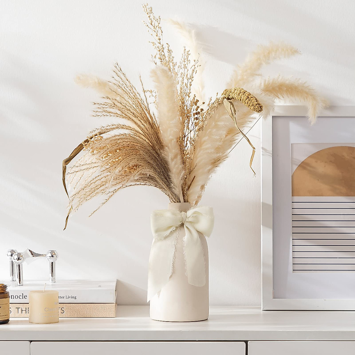 joybest Handmade Chiffon Ribbons for Gift Wrapping, Pink & Cream White Boho Fabric Ribbons for Crafts, Silk Pink Ribbons for Wedding Invitation, Bridal Bouquets, DIY Crafts, Party Decor 1.5’’ x 7Yd