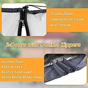 FEPITO Patio Umbrella Mosquito Netting with 2 Doors for 7.5FT to 11FT Outdoor Offset Umbrellas Table Screen Accommodate Up to 8 People(Not Include Umbrella)