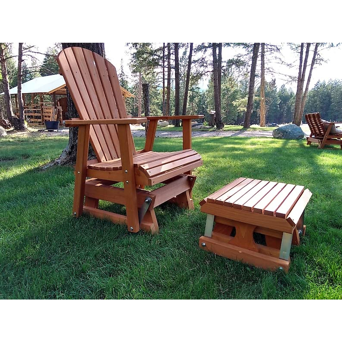 SEJAS Red Cedar Glider Foot Stool,Glider Ottoman,Gliding Footstool,Red Cedar Rocking Chair Ottoman,Rocking Footrest,18.0" W X 17.0" D X 13.0" H (Stained)