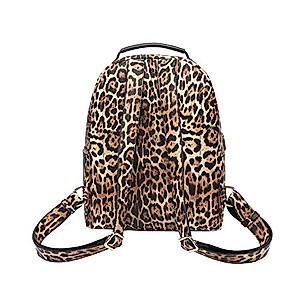 Daisy Rose Backpack Travel Bag for Work, School, Airplane Flights & Camping, PU Vegan Leather - Leopard