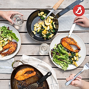 de Buyer LA LYONNAISE Blue Carbon Steel Fry Pan - 10.25” - Ideal for Browning, Simmering, Searing & Reheating - Naturally Nonstick - Made in France