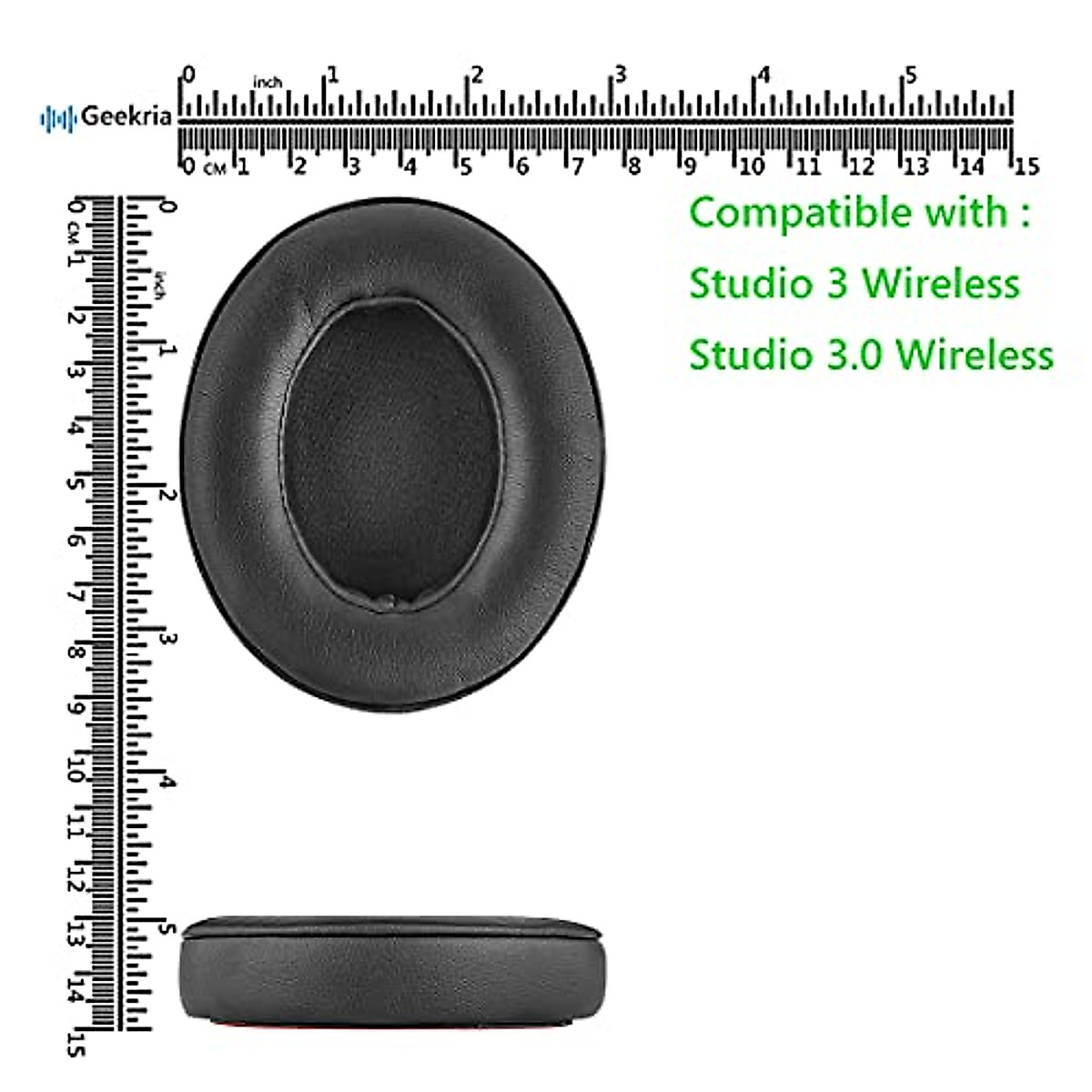 Geekria QuickFit Replacement Ear Pads for Beats Studio 3 (A1914), Studio 3.0 Wireless Headphones Ear Cushions, Headset Earpads, Ear Cups Cover Repair Parts (Shadow Grey)