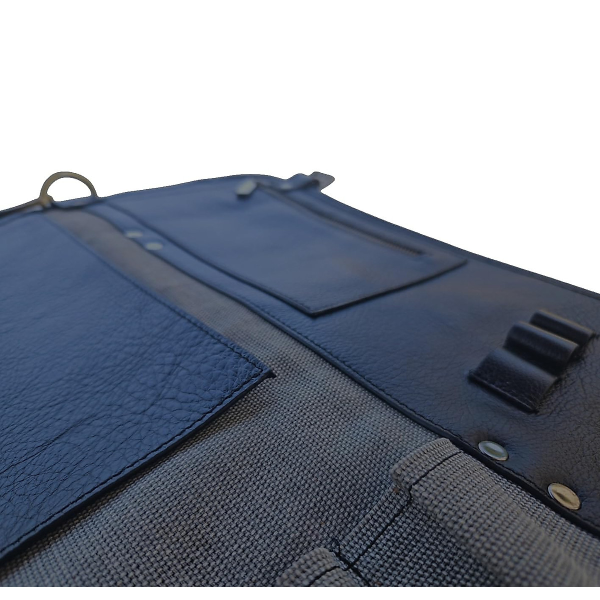 Modusso 100% Leather Handcrafted Professional Chef Knife Storage Roll Bag - 10 slots and zippered pocket (Regular, Black)