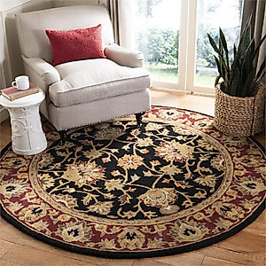 SAFAVIEH Heritage Collection 6' Round Black / Red HG112A Handmade Traditional Oriental Premium Wool Area Rug