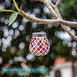 Mosaic Solar Lanterns - Solar Hanging Lanterns Outdoor Waterproof Solar Table Lights for Garden, Patio, Party, Yard, Outdoor Decor (Diamond)
