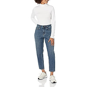 Amazon Essentials Women's Classic-Fit Long-Sleeve Mockneck Top (Available in Plus Size), White, Small