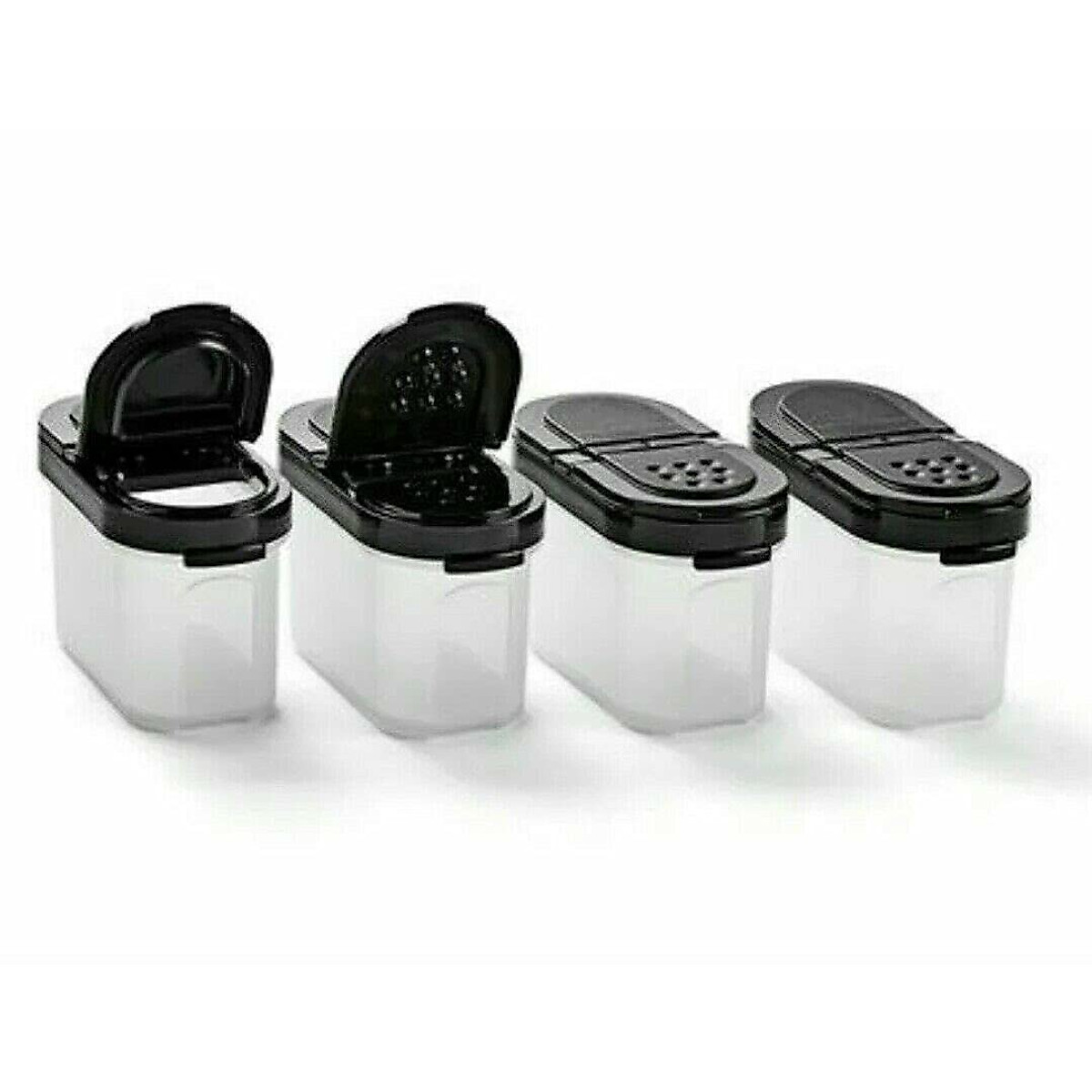 Tupperware MODULAR MATES Small SPICE SET of 4 NEW Black Seals