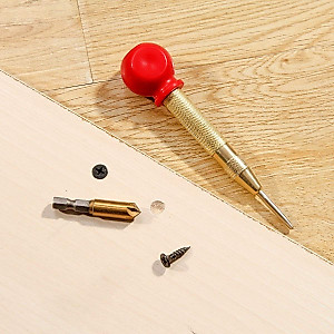 New 2 x Automatic Center Hole Punch Marker Scribe with Cushion Cap and 6 Pieces Countersink Drill Bit Set 1/4 Inch Hex Shank 9