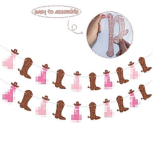 Pink & Brown Boot and Cowboy Hat Garland Nash Bash Banner for Nashville Bachelorette Party Western Cowgirl Last Rodeo Last Hoedown Bachelorette Party Decorations