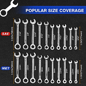 SPEEDWOX Mini Wrench Set Metric SAE Ignition Wrench Sets Open and Box End Wrench Set Small Wrench Set Combination Wrench Sets with Storage Pouches and Key Chains, 4mm-11mm & 5/32"-7/16"