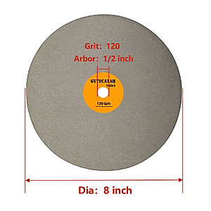 GYTYCATAH Diamond Flat Lap Disc, 8" x 1/2" Arbor 120 Grit, Diamond Coated Flat Lap Wheel for Gemstone Ceramics Stone Glass, Grinding Sanding Disc Lapping Polishing Disc