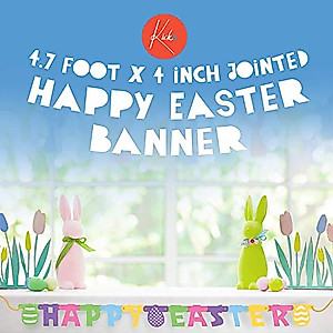 Kicko Easter Embossed Foil Letter Banners - 2 Pack - 4.4 Feet x 4 Inches - for Kids, Party Favors, Decorations, Home, School, Work, Church, Egg Hunts, Parties, Meetings, Gatherings, and More
