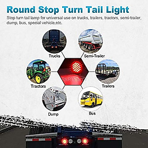 Partsam 10Pcs Red 4" Inch Round LED Trailer Tail Lights 12LED Flange Mount Stainless Steel Chrome Bezel Waterproof Stop Turn Tail Brake Lights Replacement for Trucks RV 12V