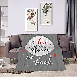 I Love You Gift Throw Blanket, Soft & Breathable Flannel Blanket, Blanket for Girlfriend, Wife or Loved One, Throw Blankets for Birthdays & Anniversaries, 60x80 inches, i Love You to The Moon and Back