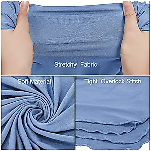 JaGely 2 Pack Baby Newborn Swaddle Blanket and Hat Set Large Stretchy Blankets with Soft Receiving for Boy Girl Essentials, Blue, Army Green, Hat: approx. 38 cm/ 15 inches in circumference