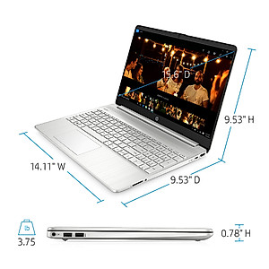 2021 Newest HP 15.6" HD Display Laptop, AMD Athlon Silver 3050U(up to 3.2GHz, Beat i3-8130U), 16GB RAM, 1TB SSD, 1-Year Office 365, WiFi, Bluetooth, HDMI, Webcam, Win 10S, Silver, JVQ Mouse+Sleeve