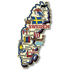 Sweden Jumbo Country Map Magnet by Classic Magnets, Collectible Souvenirs Made in The USA