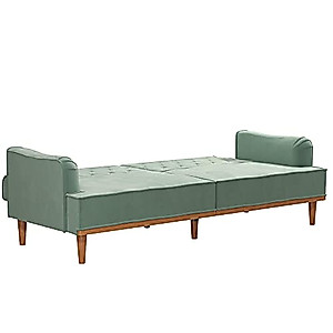 Mr. Kate Stella Vintage Convertible Sofa Bed Futon, Teal Velvet