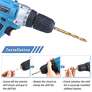 Mesee 13 Pieces Titanium Coated HSS Twist Drill Bit Set, Hex Shank High Speed Steel Drill Bits 1.5mm-6.5mm Quick Change Woodworking Drilling Tool