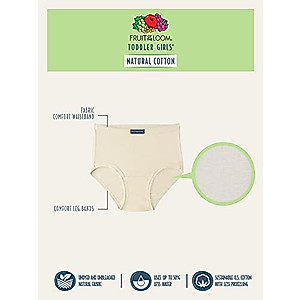 Fruit of the Loom Toddler Girls' Tag-free Cotton Underwear Briefs, Brief - 12 Pack Natural Cotton, 4-5T US