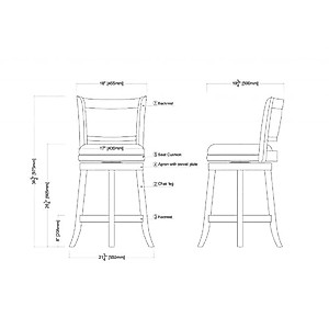 Boraam Augusta Counter Height Swivel Stool, 24-Inch, 1-Pack, Cherry