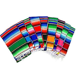 MEXIMART's® Authentic Medium Mexican Blankets Colorful Serape Blankets 80" x 48" (Light Blue)